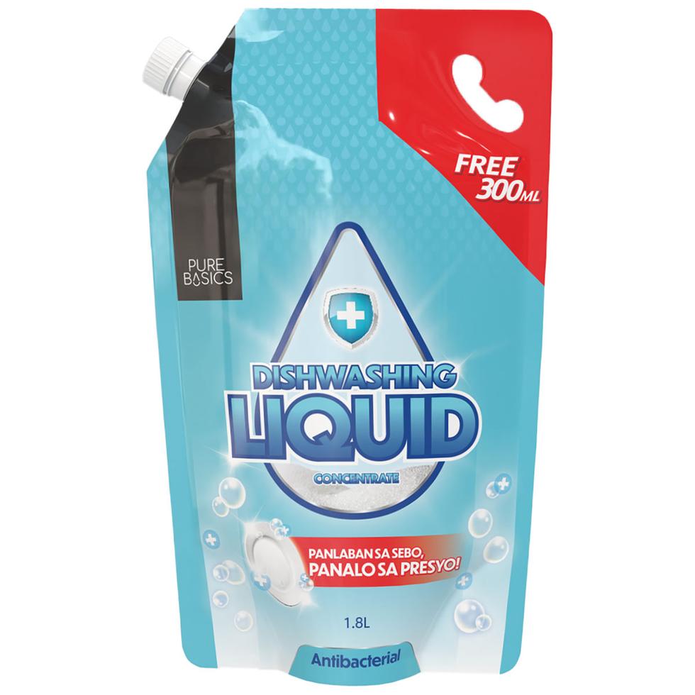 PURE BASICS DISHWASHING LIQUID ANTIBACTERIAL REFILL 1.8L