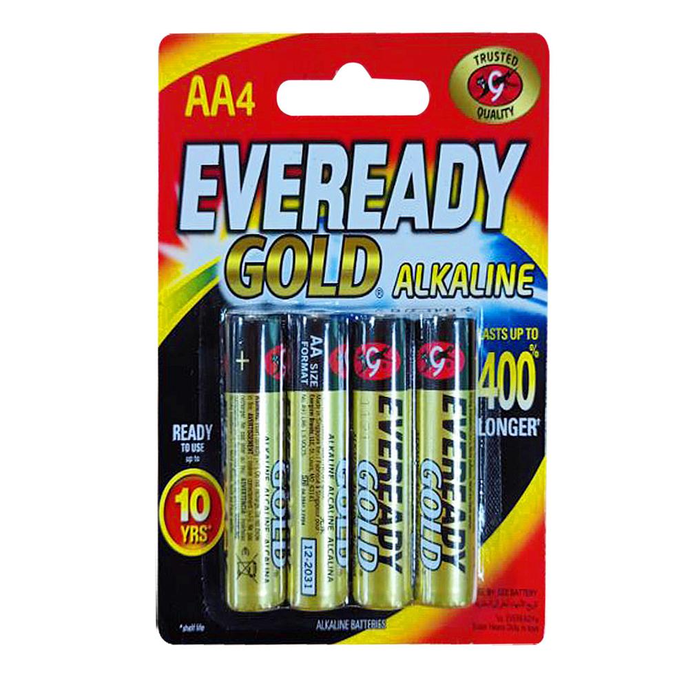 EVEREADY GOLD ALKALINE BATTERY A91BP4 GOLD 4'S AA